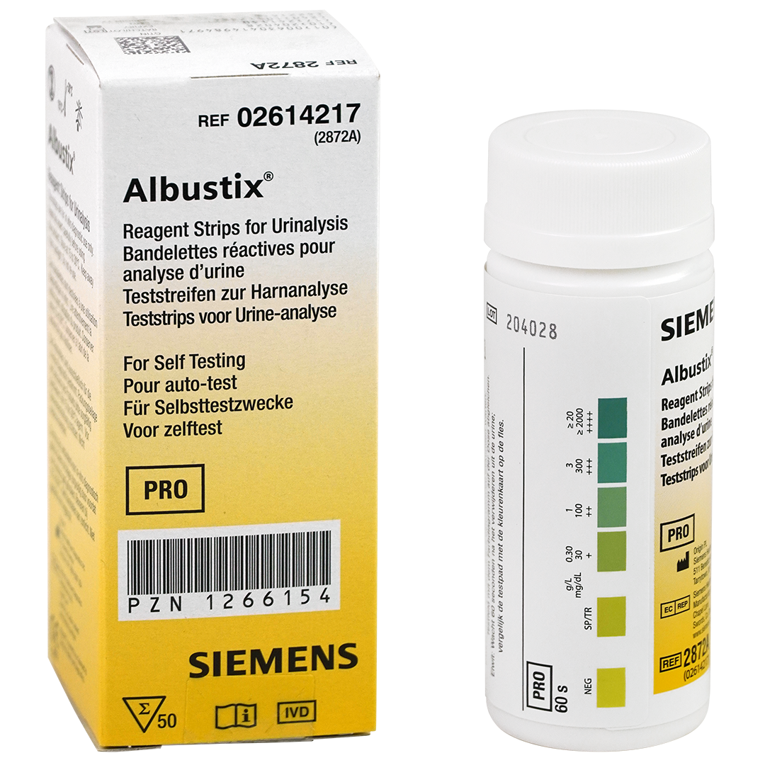 Albustix 50 Stroken - Snelle Proteïnetest van Siemens