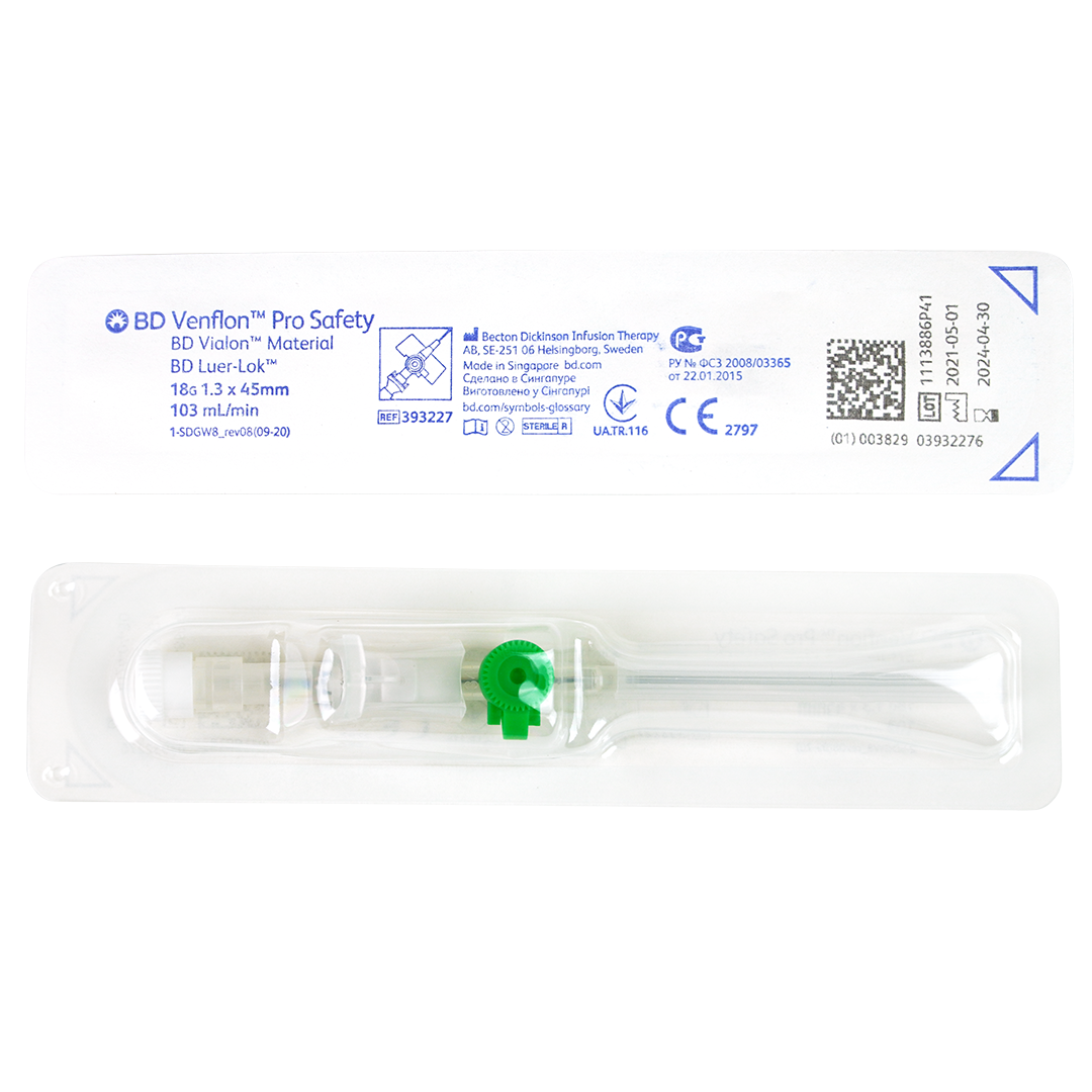 BD Venflon Pro Safety IV-canule groen 18G (1,3 x 45 mm)