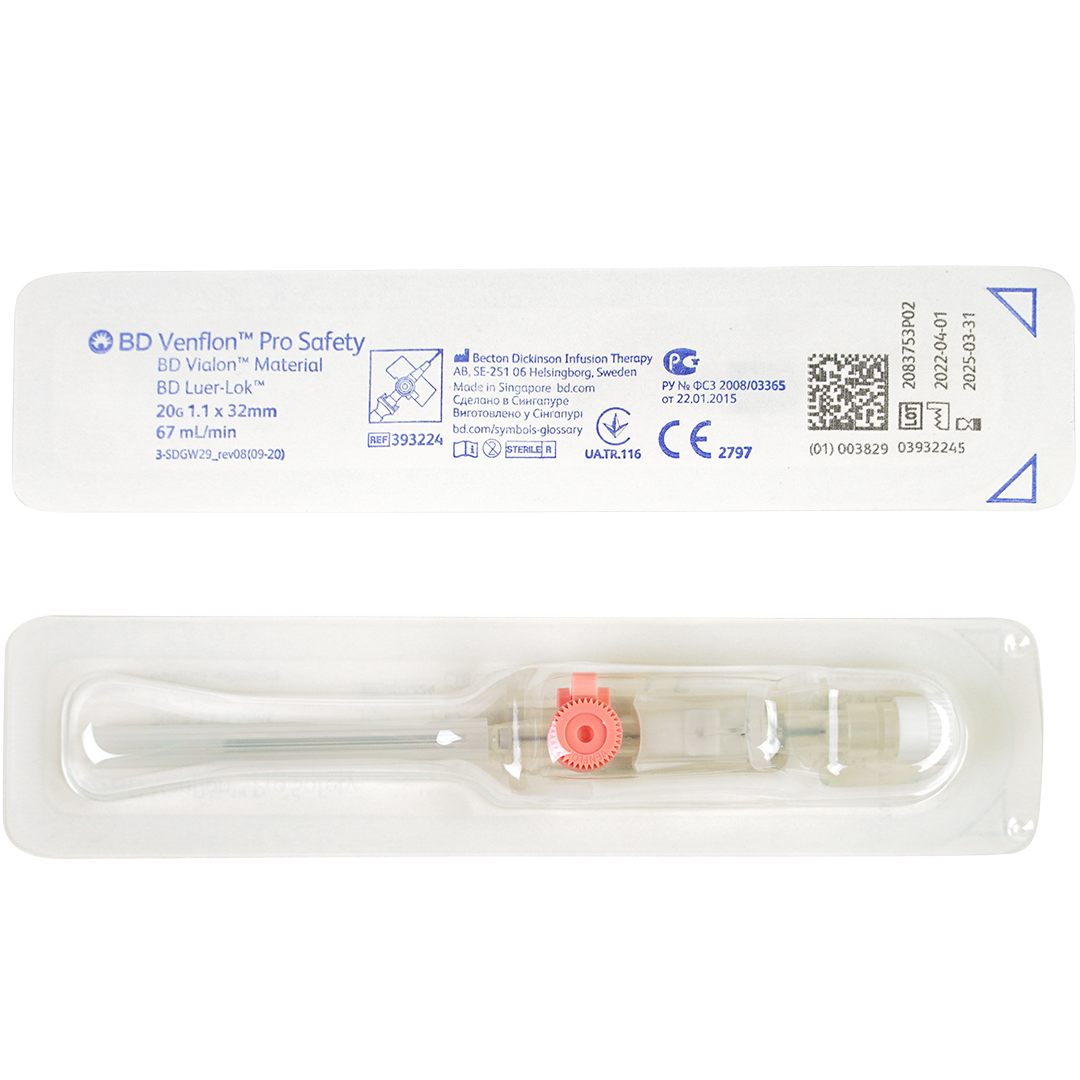 BD Venflon Pro Safety IV-canule roze 20G, 1,1 x 32 mm - Geavanceerde Intraveneuze Zorg