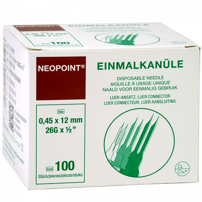 Neopoint injectienaalden 0,45 x 12 mm 26G - Precisie en comfort